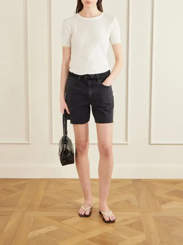 SLVRLAKE Sienna Relaxed Fit Frayed Denim Shorts