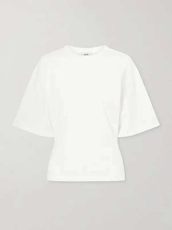 AGOLDE Storey Gathered Cotton-jersey T-shirt - White