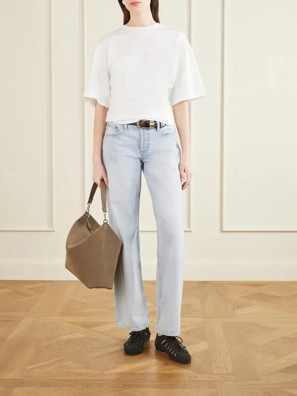 AGOLDE Storey Gathered Cotton-jersey T-shirt - White