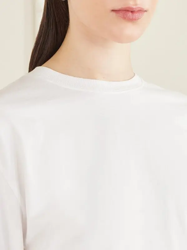 AGOLDE Storey Gathered Cotton-jersey T-shirt - White