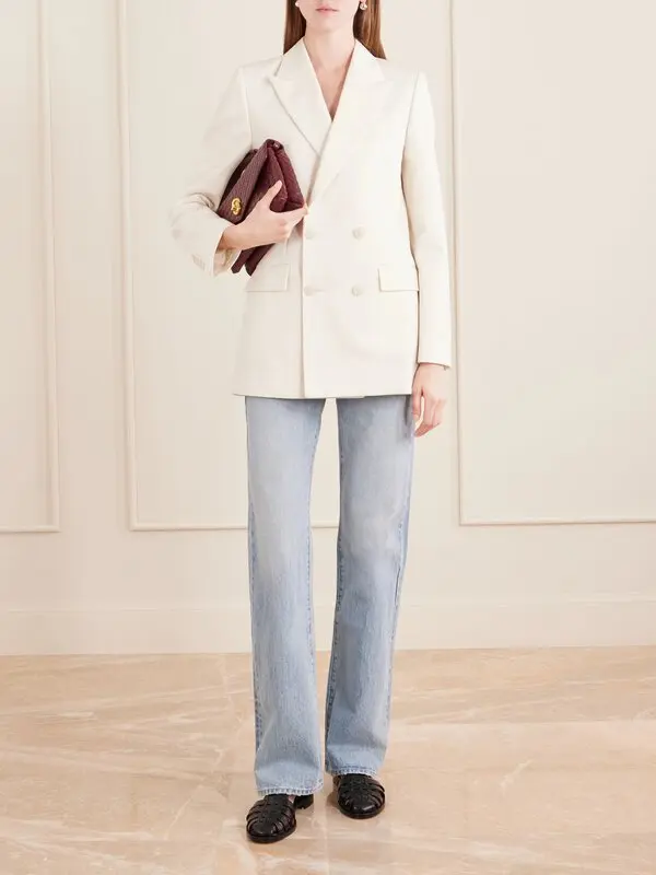 NILI LOTAN Weston Double-breasted Wool-gabardine Blazer