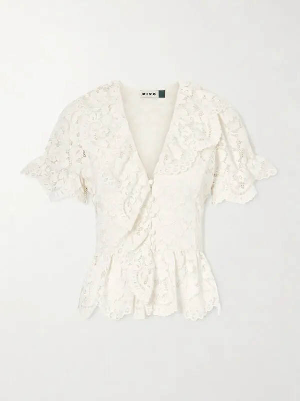 Rixo Dollie Ruffled Lace Blouse