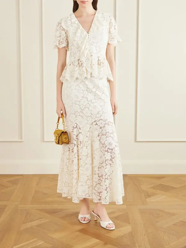 Rixo Dollie Ruffled Lace Blouse