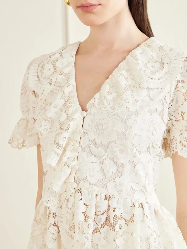 Rixo Dollie Ruffled Lace Blouse