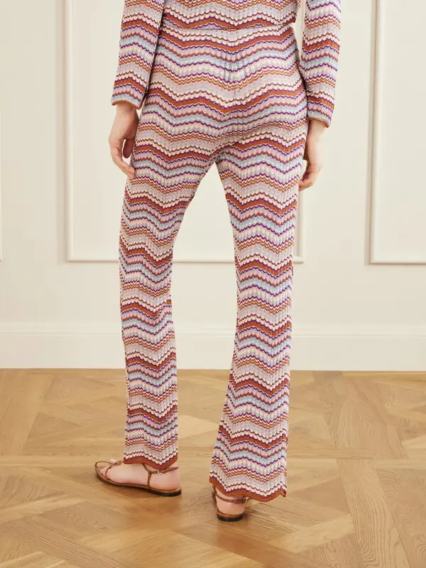 Rixo Boni Crocheted Cotton Chevron Stripe Trousers - Multi