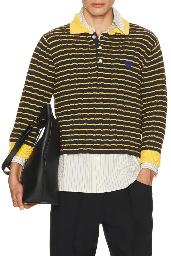 RICE NINE TEN Knitted Cropped Polo Shirt