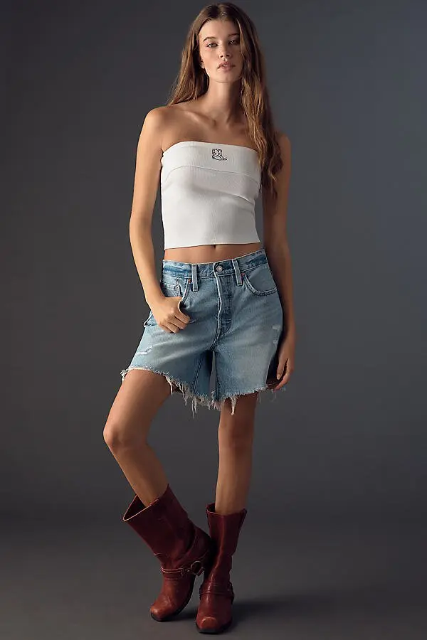 L*Space Andie Ribbed Tube Top With Embroidered Detail