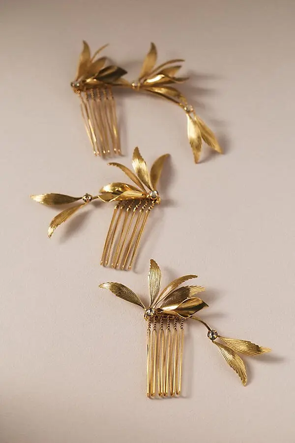 TWIGS & HONEY Gilded Grecian Hair Pins, Set Of 3