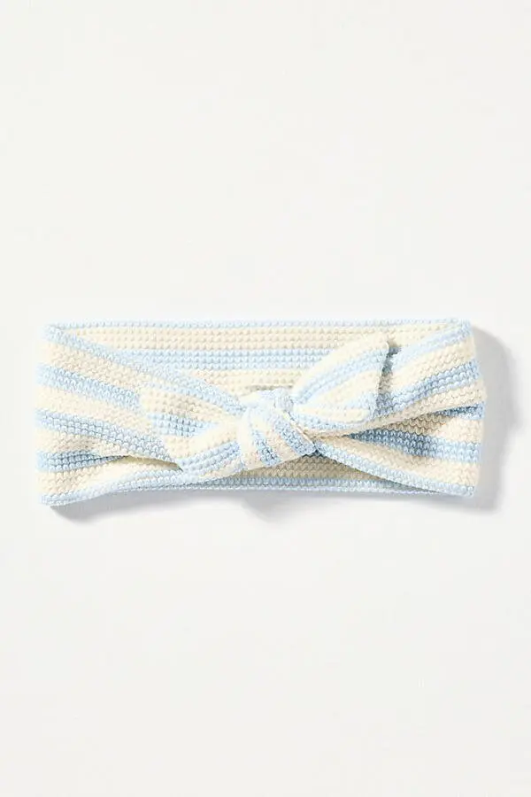 Anthropologie Textural Knot Fabric Headband - Blue Pattern