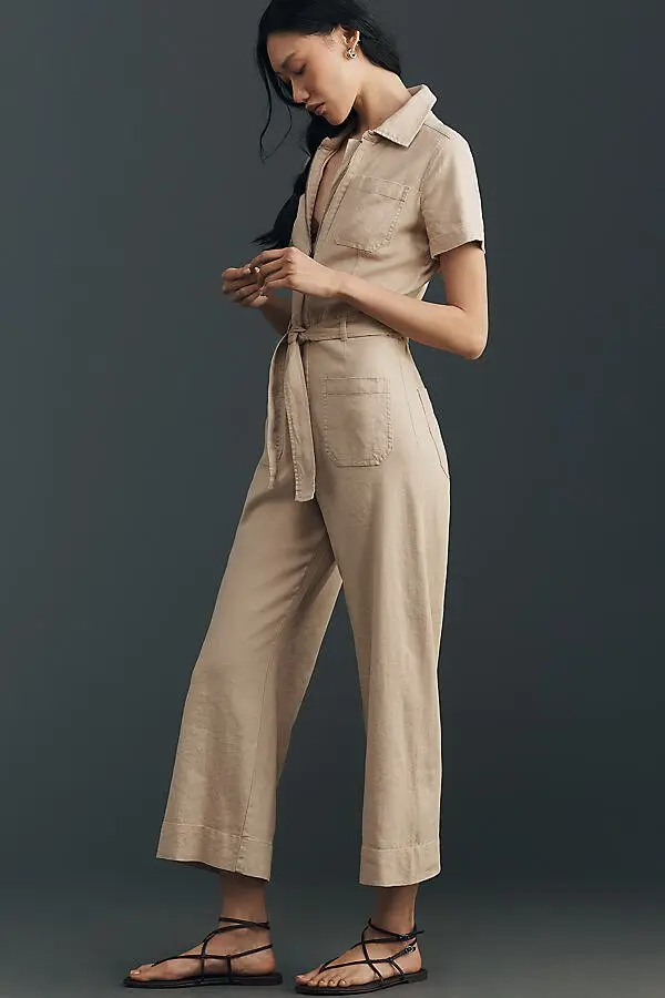 Maeve Colette Linen Stretch Jumpsuit