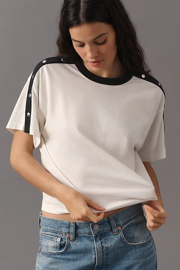 NATION LOS ANGELES Ada Button-sleeve T-shirt Top