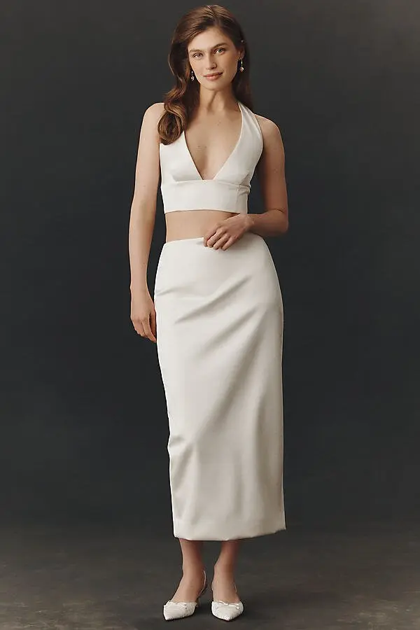 Bhldn Satin Maxi Column Skirt