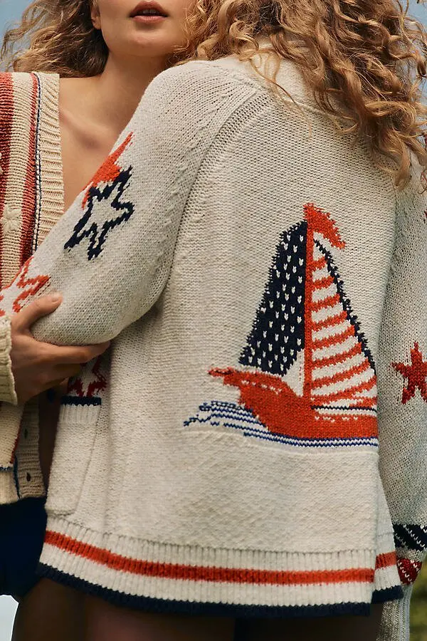 Maeve Sailboat Cardigan - Ivory