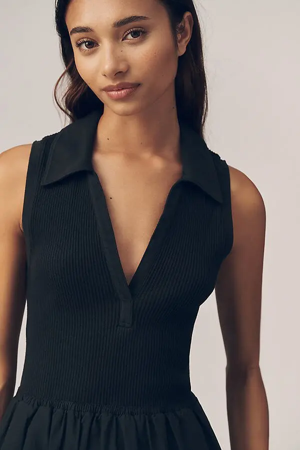 NATION LOS ANGELES Jessica V-neck Midi Dress - Black