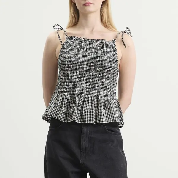 LEVI'S Monaco Sl Blouse Checked Pattern With Adjustable Tie Straps - Black