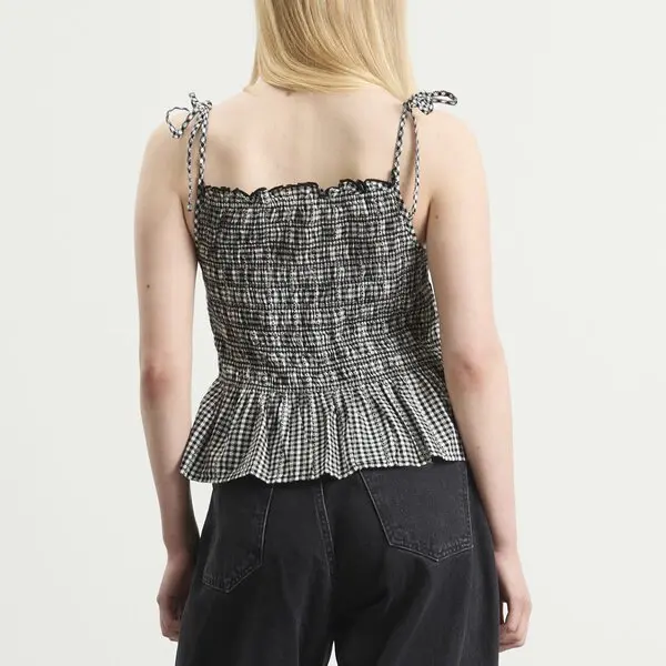 LEVI'S Monaco Sl Blouse Checked Pattern With Adjustable Tie Straps - Black
