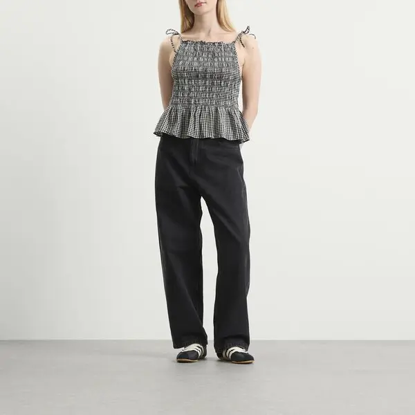 LEVI'S Monaco Sl Blouse Checked Pattern With Adjustable Tie Straps - Black