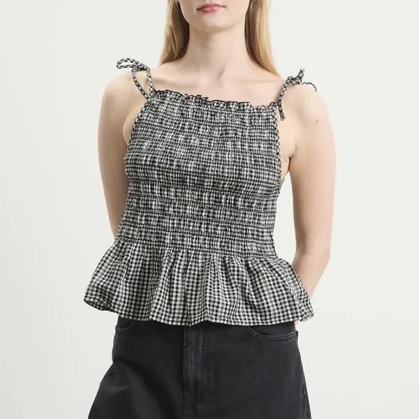 LEVI'S Monaco Sl Blouse Checked Pattern With Adjustable Tie Straps - Black
