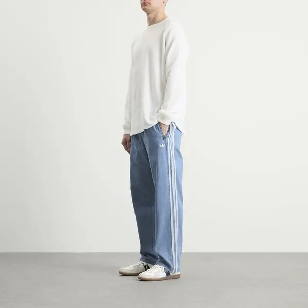 Adidas Denim Firebird Track Pants - Light Blue