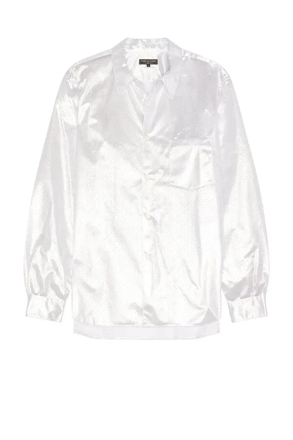 Comme Des Garçons Satin Button Down Shirt In Metallic