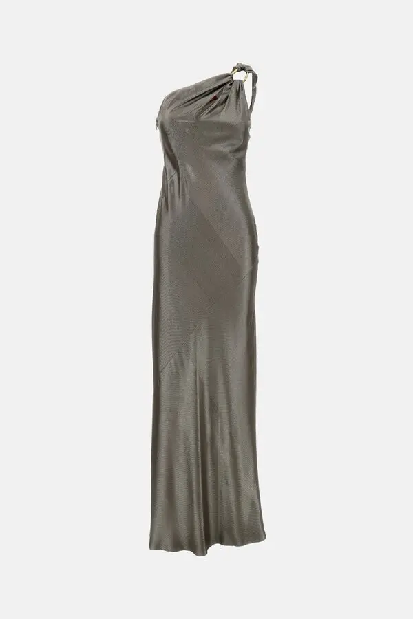 Max Mara Odissea Long Dress Metallic One-shoulder Lam