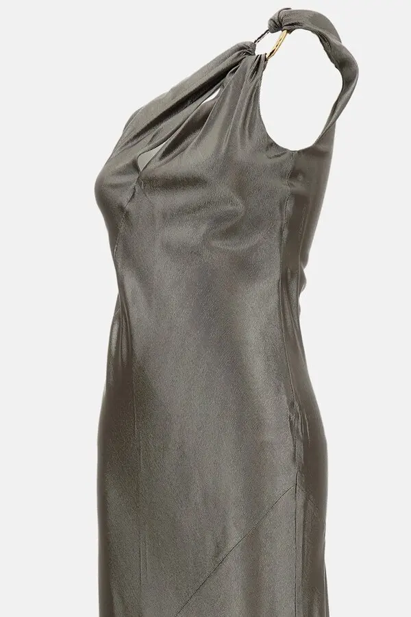 Max Mara Odissea Long Dress Metallic One-shoulder Lam