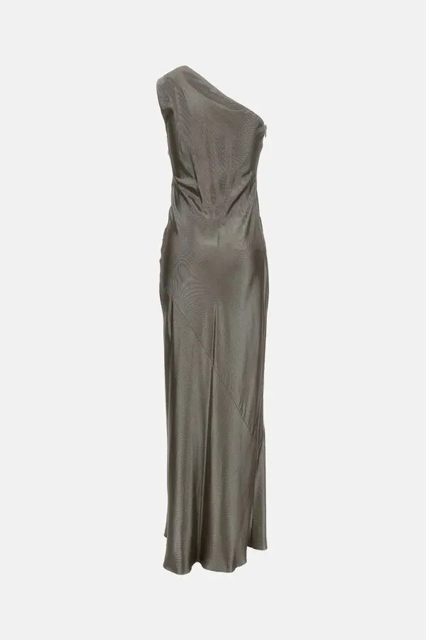 Max Mara Odissea Long Dress Metallic One-shoulder Lam