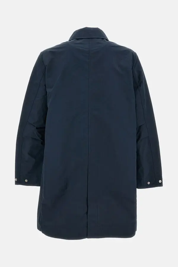 K-WAY Cotton Blend 3/4 Length Jacket With Water-repellent Finish - Blue
