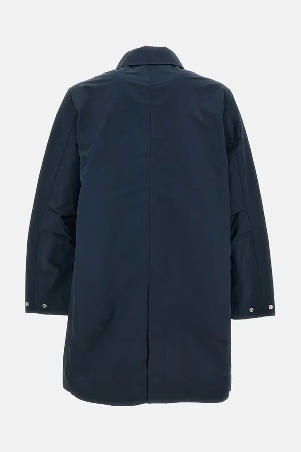 K-WAY Cotton Blend 3/4 Length Jacket With Water-repellent Finish - Blue