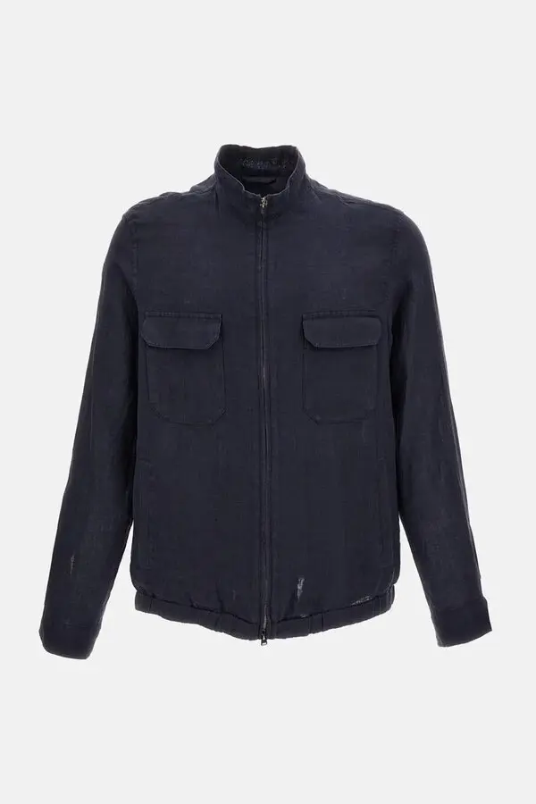 Herno Linen Safari Jacket - Blue