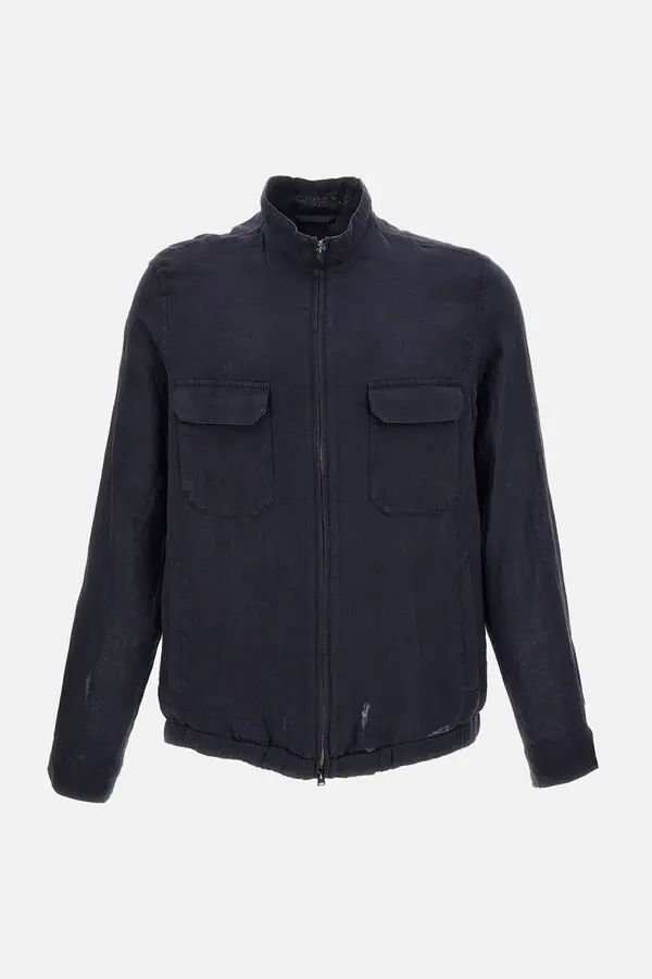 Herno Linen Safari Jacket - Blue