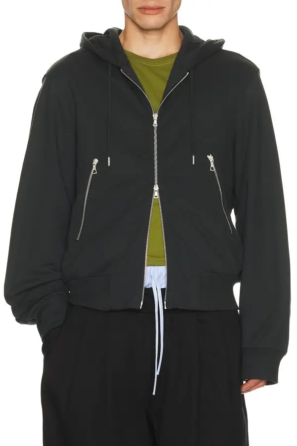 Dries Van Noten Charcoal Cotton Zip-up Hoodie - Anthracite