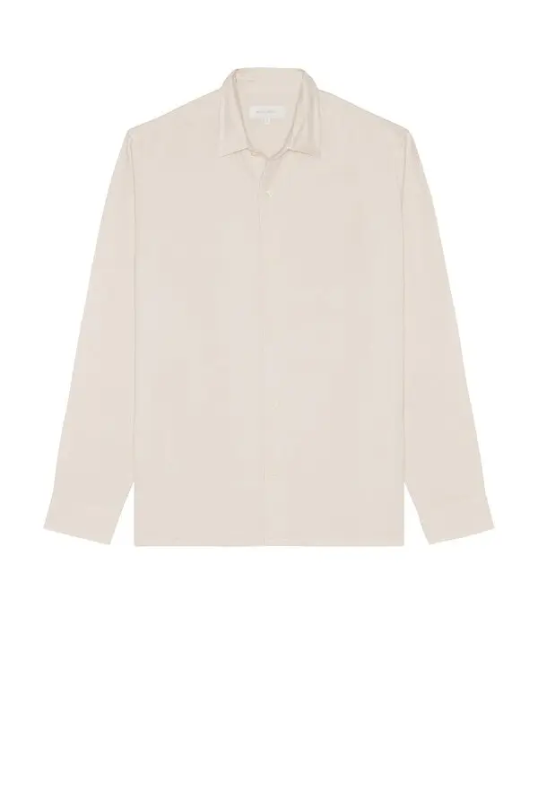 AUTO-REPLY Andrew Long Sleeve Linen Shirt In Cream - Sand