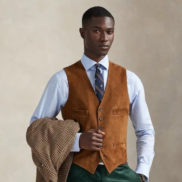 Ralph Lauren Suede Waistcoat - New Pale Russet