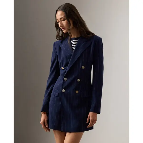 Ralph Lauren Camden Striped Wool Day Dress