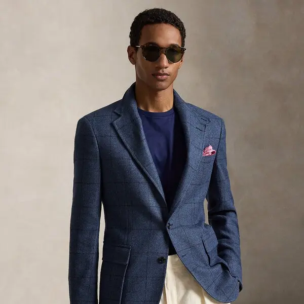 Ralph Lauren Rl67 Summer Tweed Windowpane Jacket - Navy/dark Navy