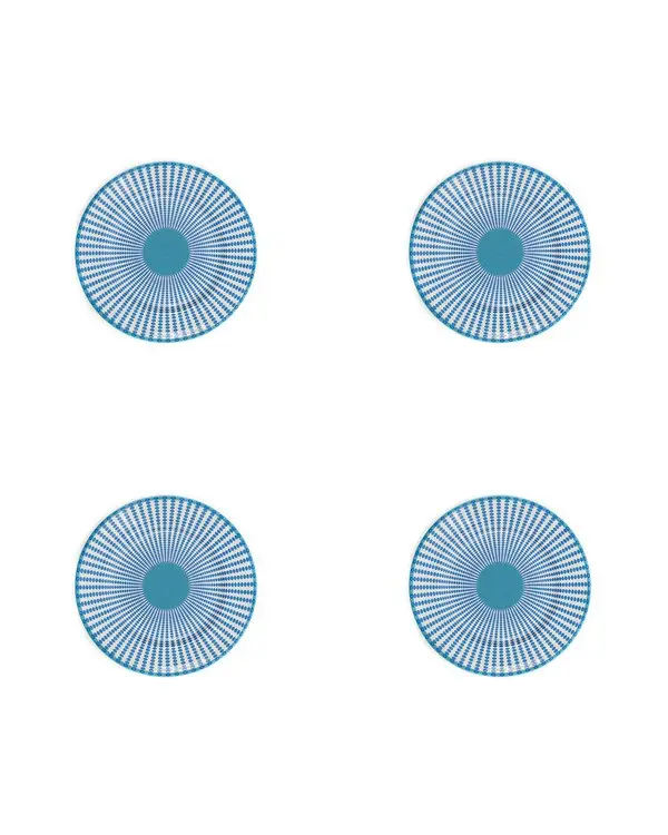 PINK HOUSE Fine Bone China Set Of Four Side Plates Palms - Blue