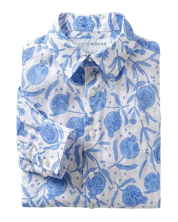 PINK HOUSE Linen Shirt Pomegranate - Blue