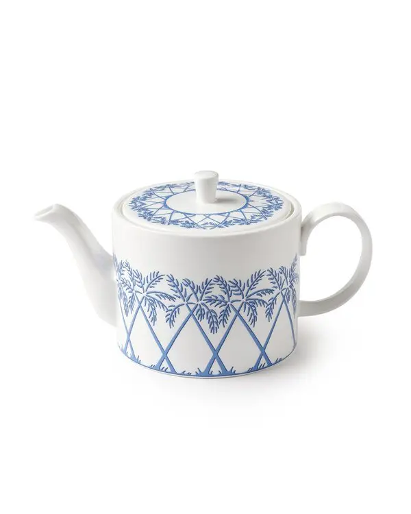 PINK HOUSE Fine Bone China Teapot Palms - Blue