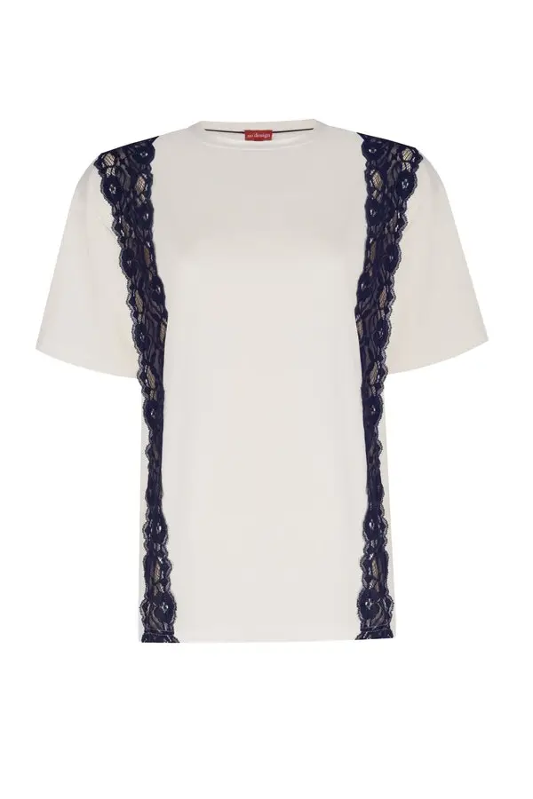 NO'DESIGN Aurora Oversize T-shirt With Lace Panels - White