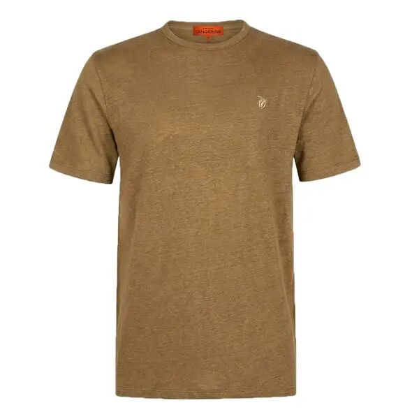 MAISON TANGERINE Neutrals Linen T-shirt Olive Green For