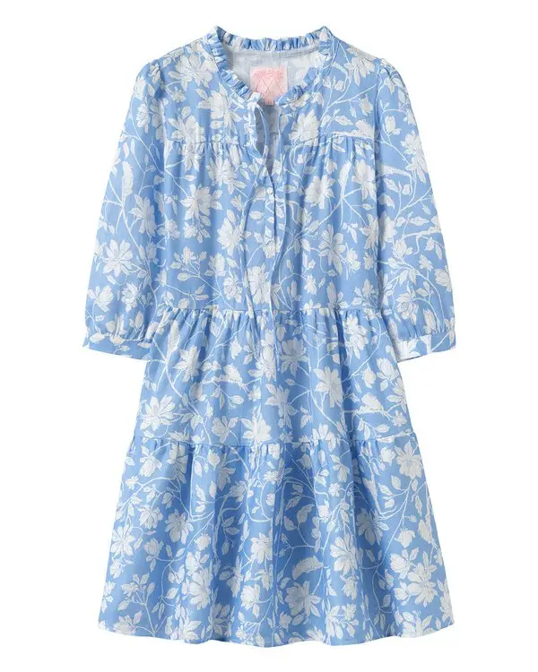 PINK HOUSE Linen Amy Dress With Floral Print - Blue