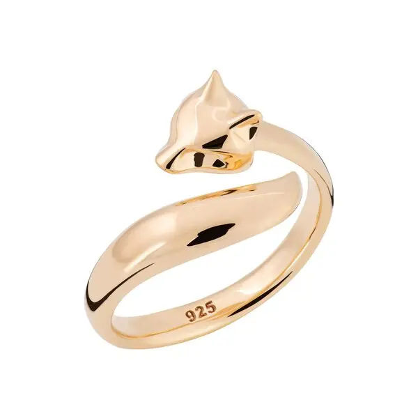 LILY CHARMED 18ct Plated Sterling Silver Fox Ring - Gold