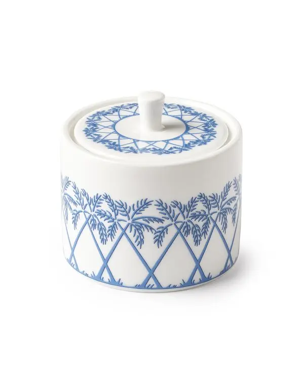 PINK HOUSE Fine Bone China Covered Pot Palms - Blue