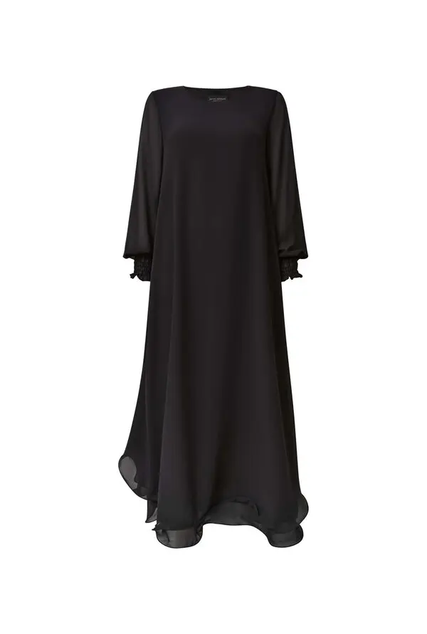 JAMES LAKELAND Maxi Dress With Wave Hem And Sheer Sleeves