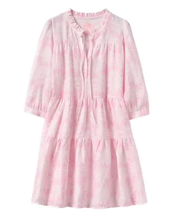 PINK HOUSE Linen Amy Dress Agave - Pink