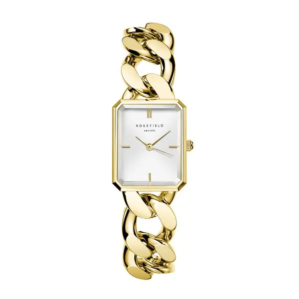 ROSEFIELD Octagon Studio Curb Link Bracelet Watch - Gold