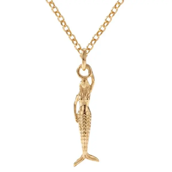 DAINTY LONDON Sterling Silver 18ct Vermeil Mermaid Pendant Necklace - Gold