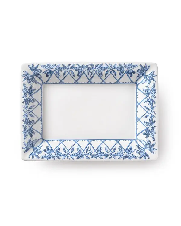 PINK HOUSE Fine Bone China Trinket Tray With Palms Motif - Blue