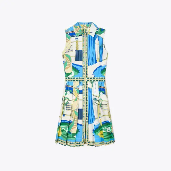 Tory Burch Printed Golf Dress - The Pool Blue